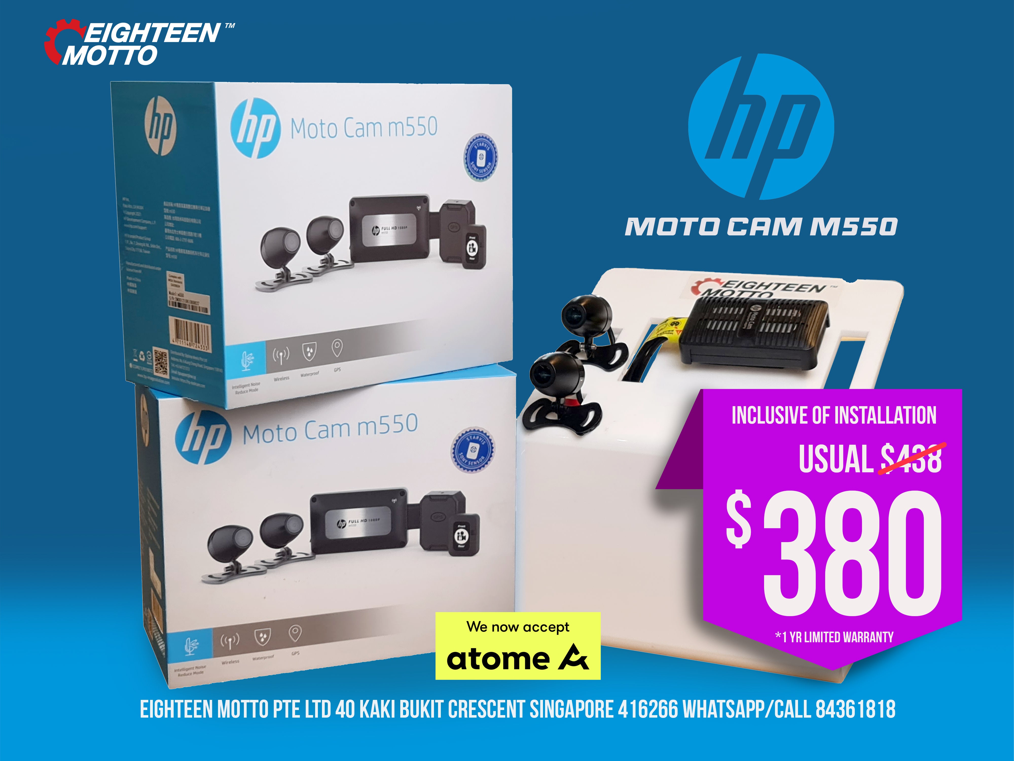 HP Moto Cam M550 | Motorcycle Camera Singapore – Eighteen Motto